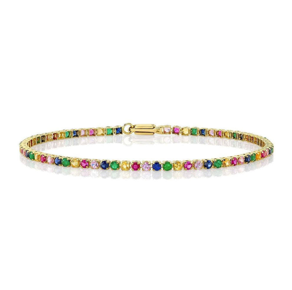 14K Gold Multi-Color Gemstone Rainbow Tennis Bracelet – Sage Designs LA